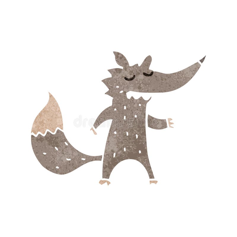 Retro cartoon little wolf stock vector. Illustration of hand - 37600056