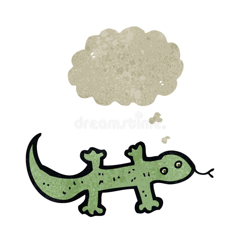 Retro Cartoon Lizard with Thought Bubble Stock Vector - Illustration of ...