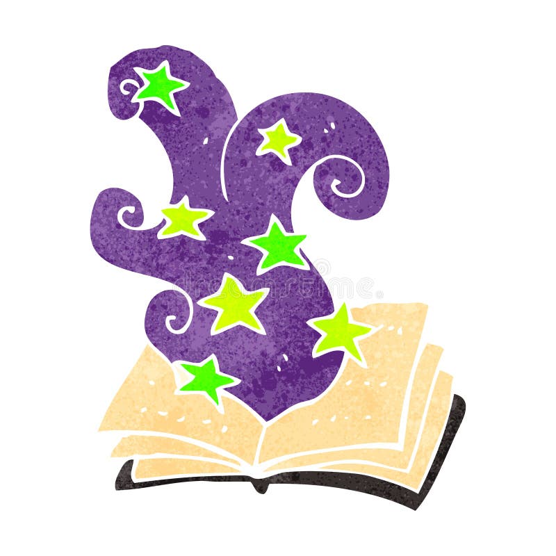 Retro Cartoon Magic Spell Book Stock Vector - Illustration of crazy ...