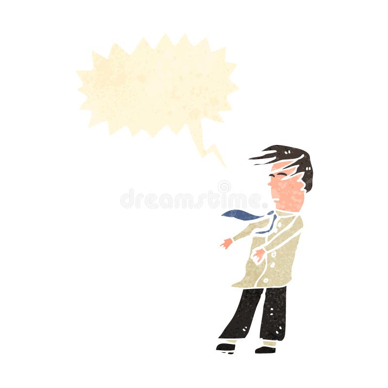 Retro Cartoon Man in Blowing Wind Stock Vector - Illustration of ...