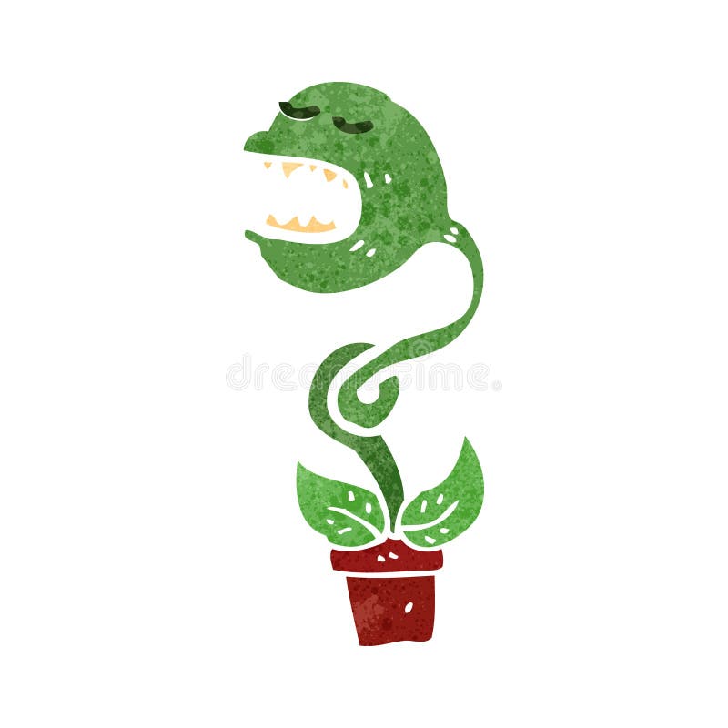Retro Cartoon Man Carnivorous Plant Stock Vector - Illustration of ...