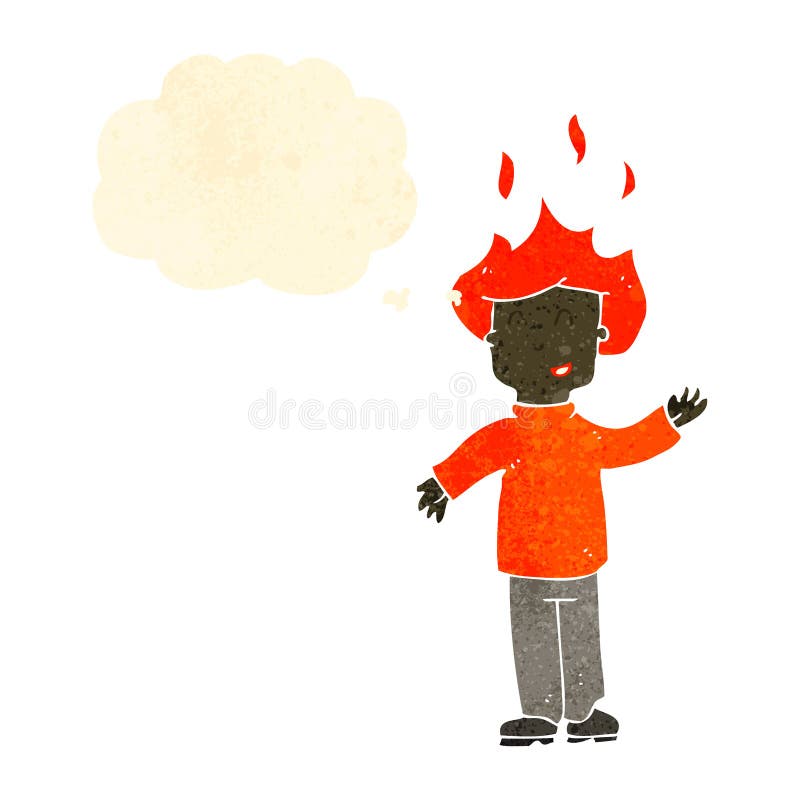 Cartoon Man with Hair on Fire Stock Vector - Illustration of fire ...