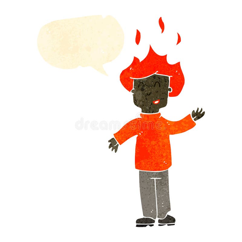 Retro Cartoon Man with Hair on Fire Stock Vector - Illustration of cute ...
