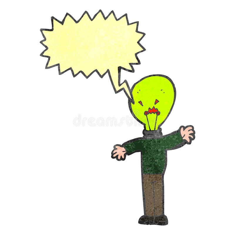 Retro Cartoon Man with Light Bulb Head Stock Vector - Illustration of ...