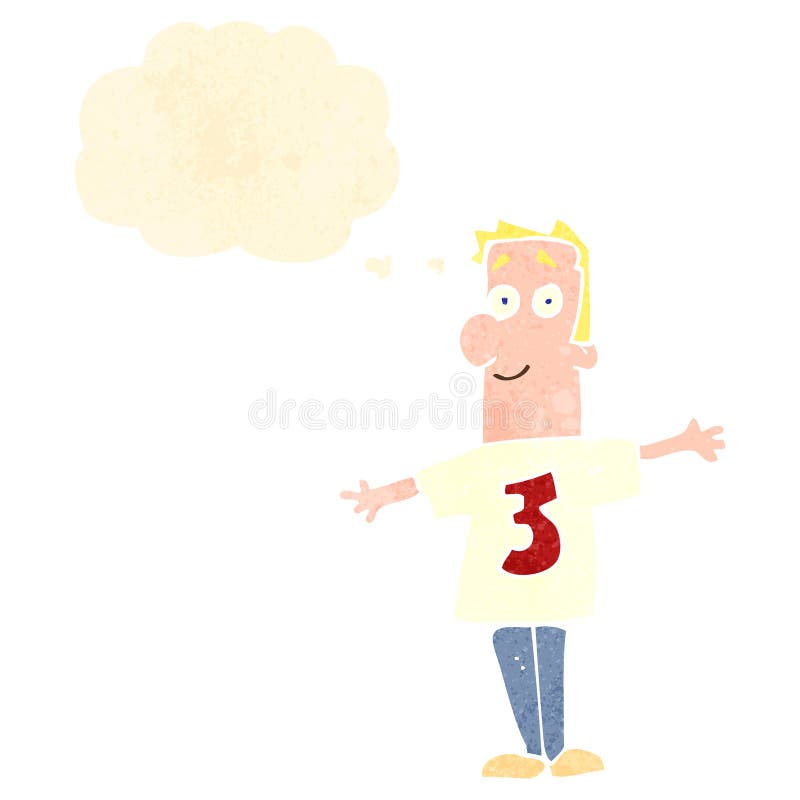 Retro Cartoon Man in Number Three Shirt Stock Vector - Illustration of ...
