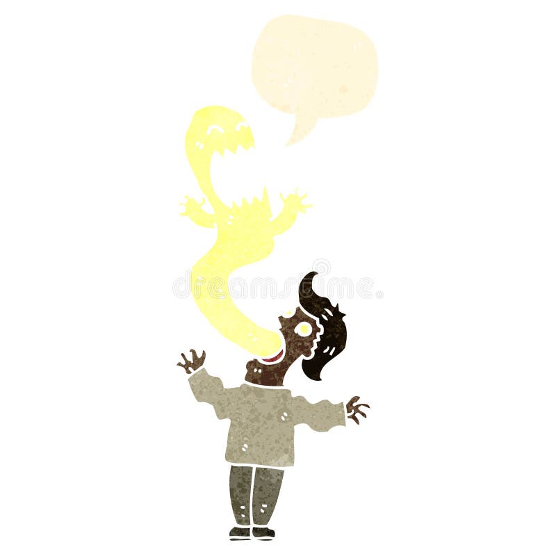 Retro Cartoon of Man Possessed by Ghost Stock Vector - Illustration of ...