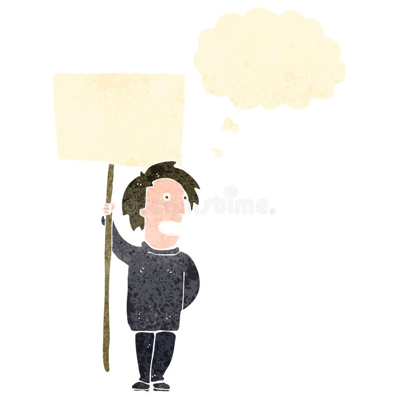 Retro Cartoon Man with Sign Stock Vector - Illustration of artwork ...