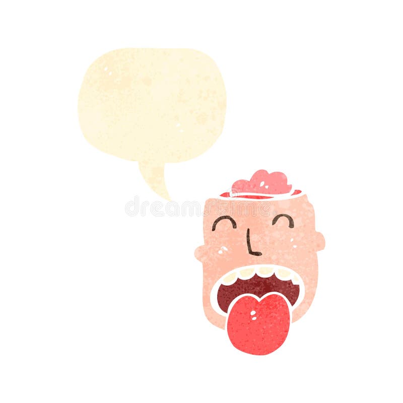 Retro Cartoon Man with Small Brain Talking Stock Illustration ...