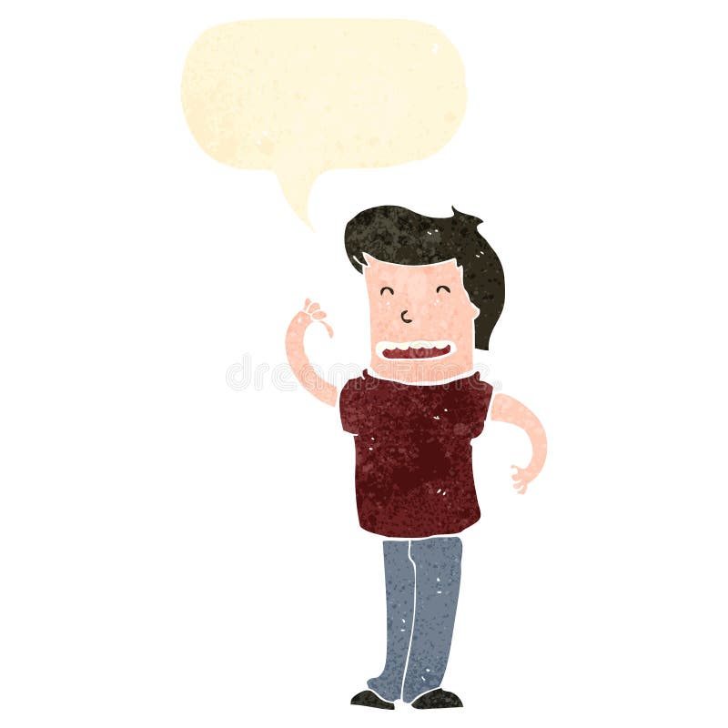Retro Cartoon Man with Speech Bubble Pointing at Himself Stock Vector ...