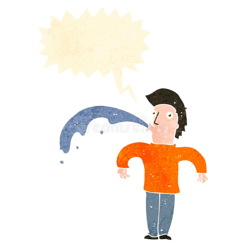 Retro Cartoon Man Spitting Out Water Stock Vector - Illustration of ...
