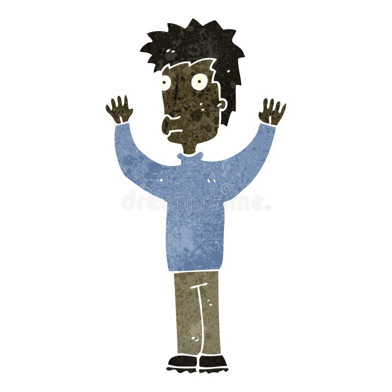 Retro Cartoon Man Surrendering Stock Illustration - Illustration of ...