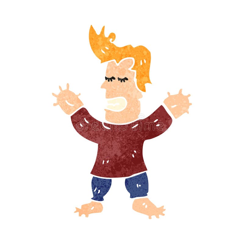 Retro Cartoon Man with Swollen Hands Stock Illustration - Illustration ...