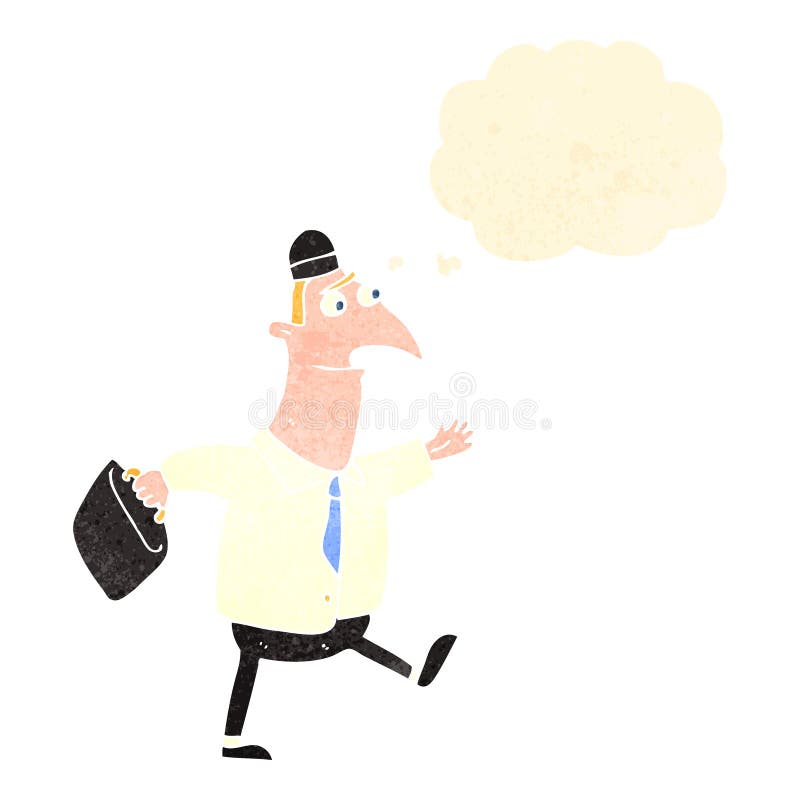 Retro Cartoon Man Walking To Work Stock Vector - Illustration of bubble ...