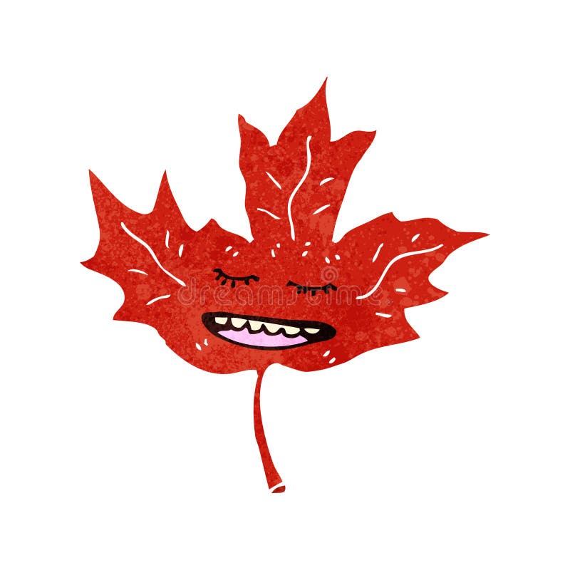Retro cartoon maple leaf stock vector. Illustration of funny - 37594095