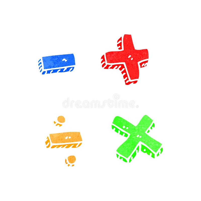 Retro cartoon math symbols stock illustration. Illustration of drawing ...