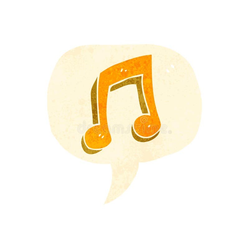Retro Cartoon Musical Note Symbol Stock Vector - Illustration of cloud ...