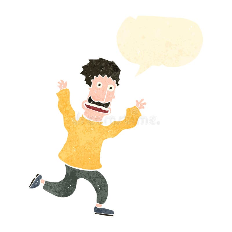 Retro Cartoon Mustache Man Running Away Stock Vector - Illustration of ...