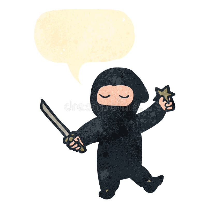 Retro Cartoon Ninja with Throwing Star Stock Vector - Illustration of ...