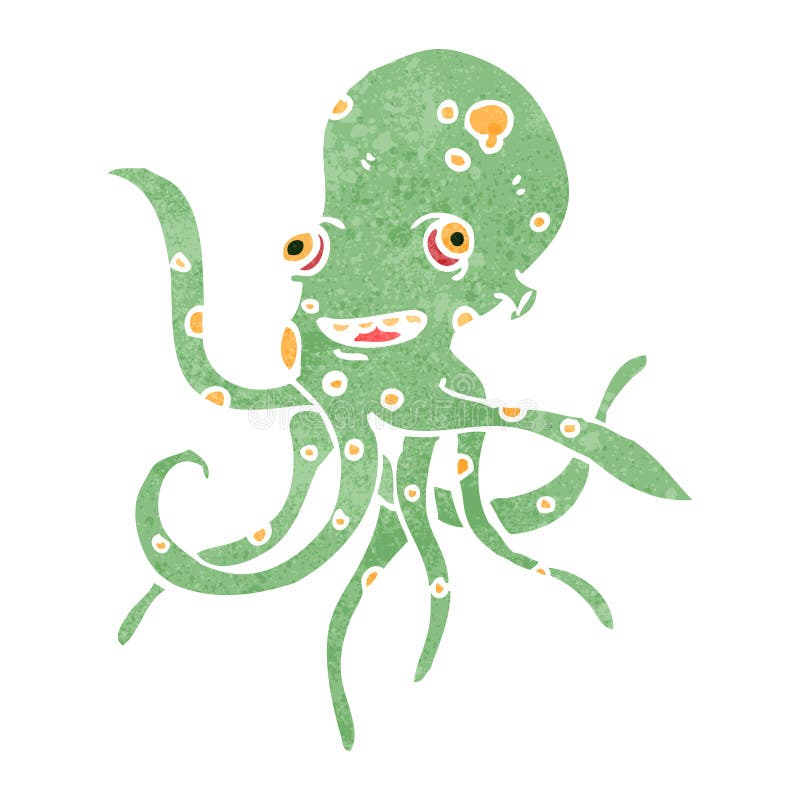 Retro cartoon octopus stock vector. Illustration of painted - 37595154