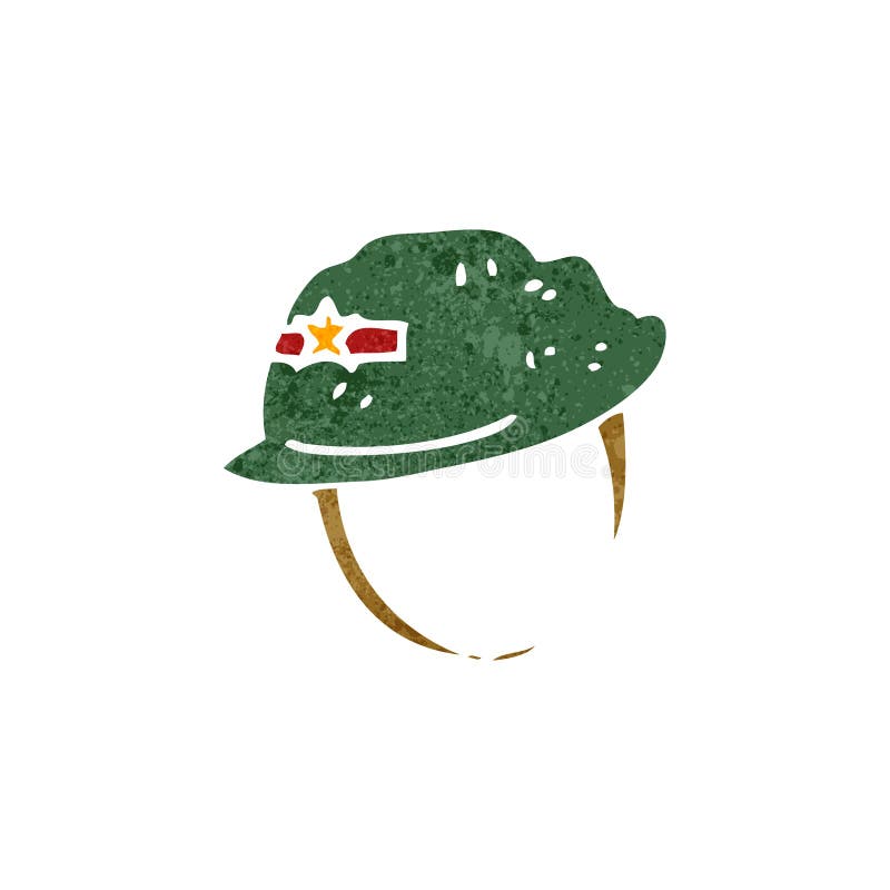 Retro Cartoon Old Army Helmet Stock Illustration - Illustration of cute ...