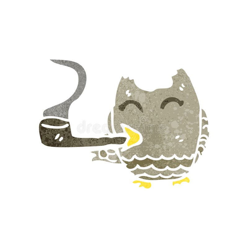 Retro Cartoon Owl Smoking Pipe Stock Vector - Illustration of drawn ...