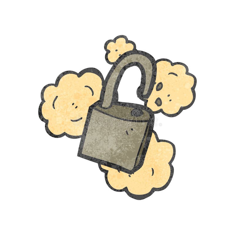 Retro cartoon padlock stock vector. Illustration of watercolor - 37582834