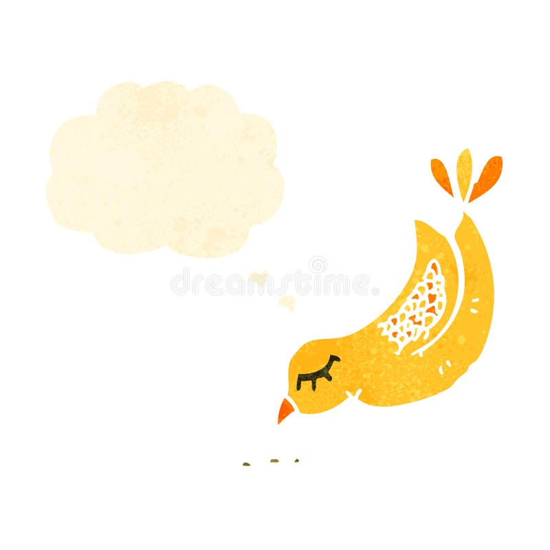 Retro Cartoon Pecking Bird with Thought Bubble Stock Vector ...
