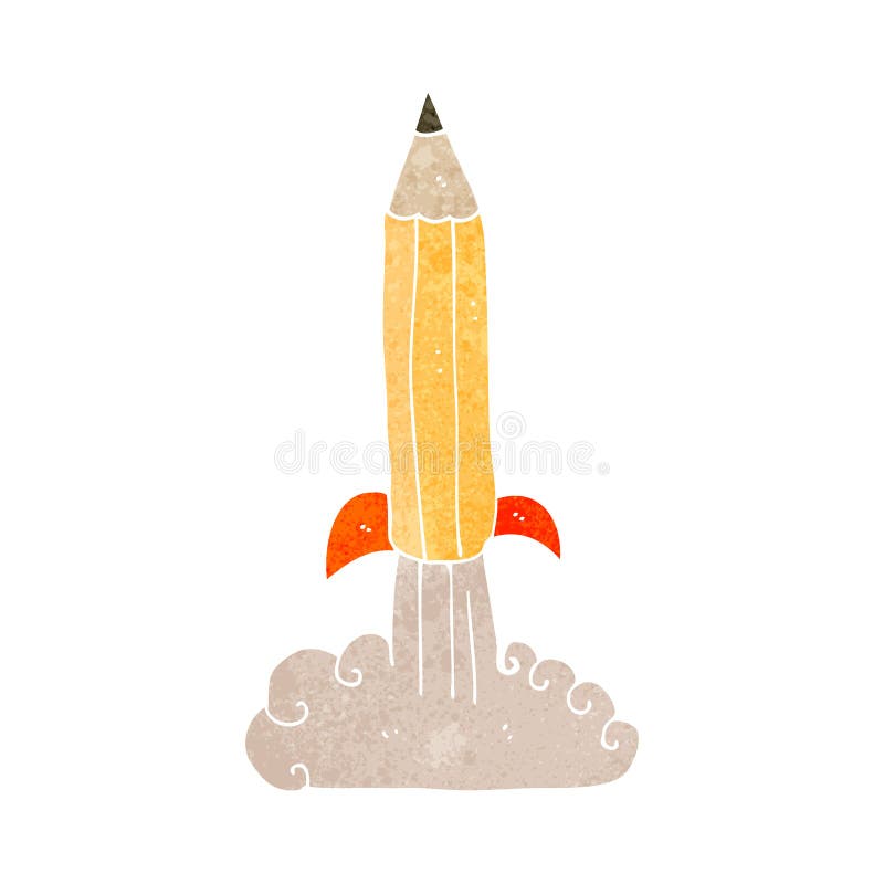 Pencil Rocket Taking Off on a Mission with Creative Supplies. Start Up ...