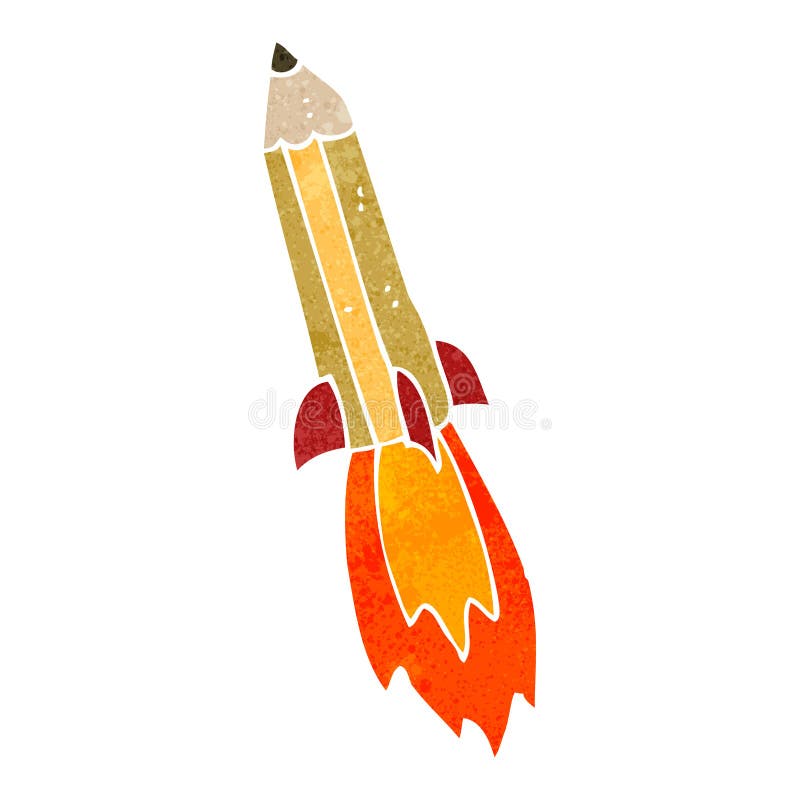 Retro Cartoon Pencil Rocket Stock Illustrations – 150 Retro Cartoon ...