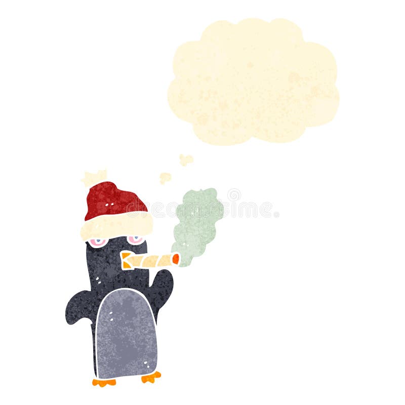 Retro Cartoon Penguin Smoking Stock Illustration - Illustration of ...