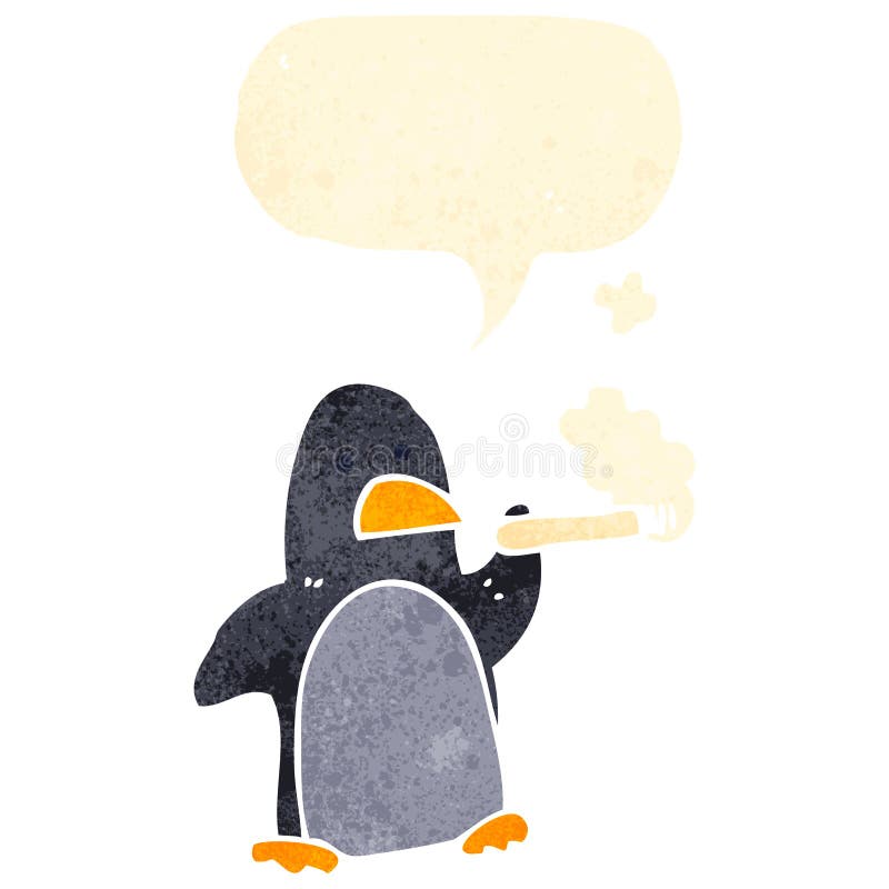 Retro Cartoon Penguin Smoking Cigarette Stock Vector - Illustration of ...