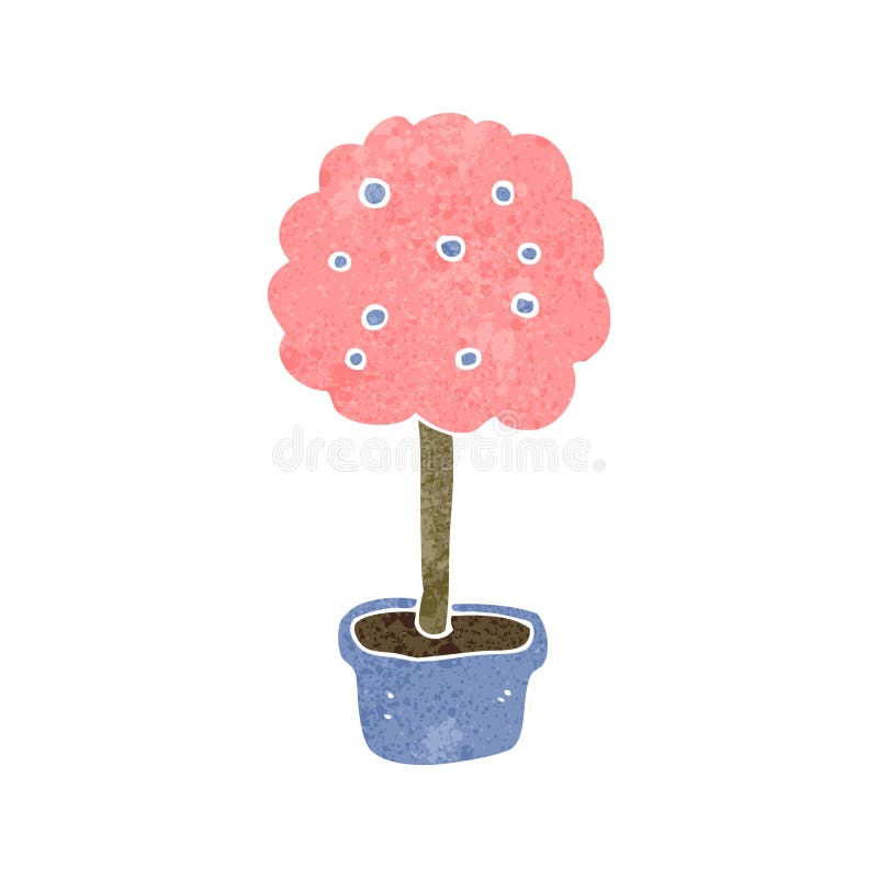 Retro Cartoon Pink Decorative Tree Stock Vector - Illustration of ...