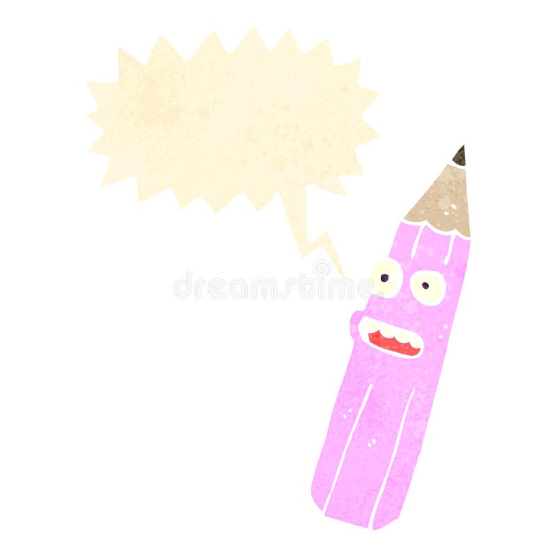 Retro cartoon pink pencil stock illustration. Illustration of cute ...