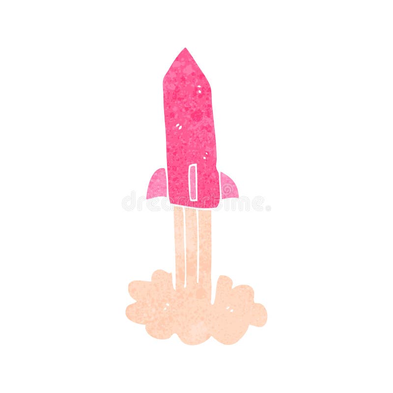 Retro cartoon pink rocket stock illustration. Illustration of painted ...