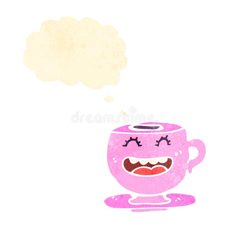 Retro cartoon pink tea cup stock vector. Illustration of hand - 37569619