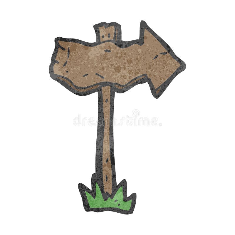 Retro Cartoon Pointing Sign Post Stock Vector - Illustration of cute ...