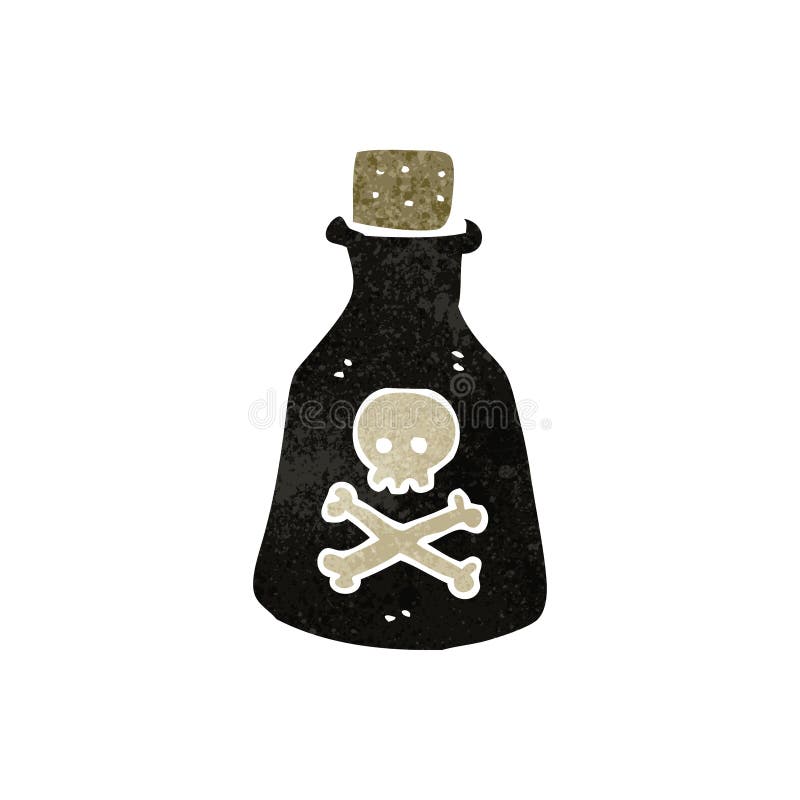 Retro Cartoon Poison Bottle Stock Vector - Illustration of grunge, hand ...