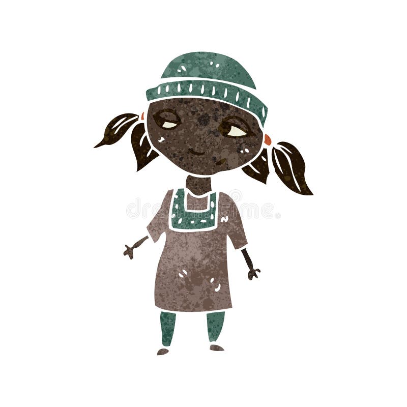 Retro Cartoon Poor Little Girl Stock Vector - Illustration of ...