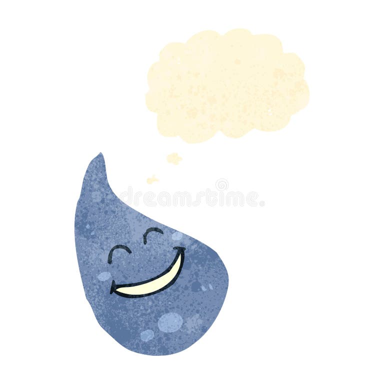 Retro Cartoon Raindrop with Thought Bubble Stock Vector - Illustration ...