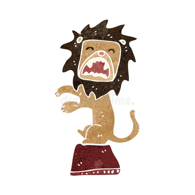 Retro cartoon roaring lion stock vector. Illustration of drawn - 37579526