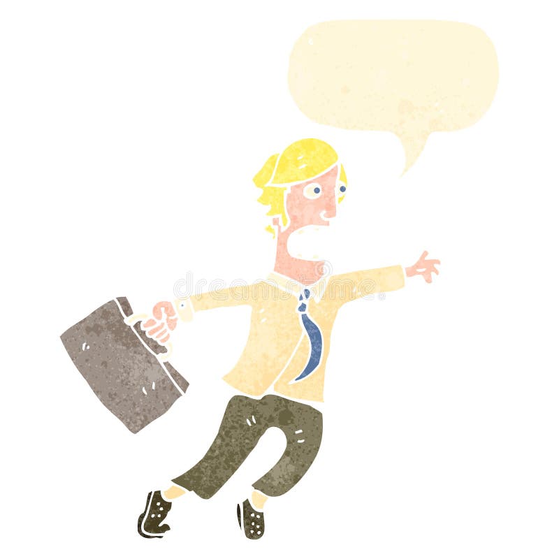 Retro Cartoon Rushing Businessman Stock Illustration - Illustration of ...