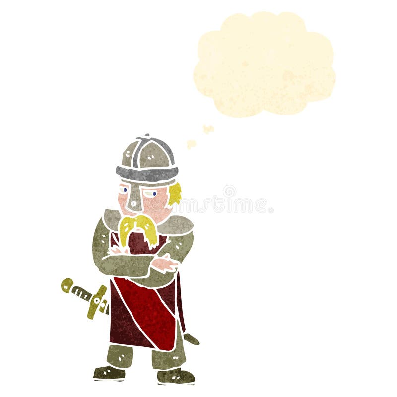 Retro Cartoon Saxon Warrior Stock Vector - Illustration of thinking ...