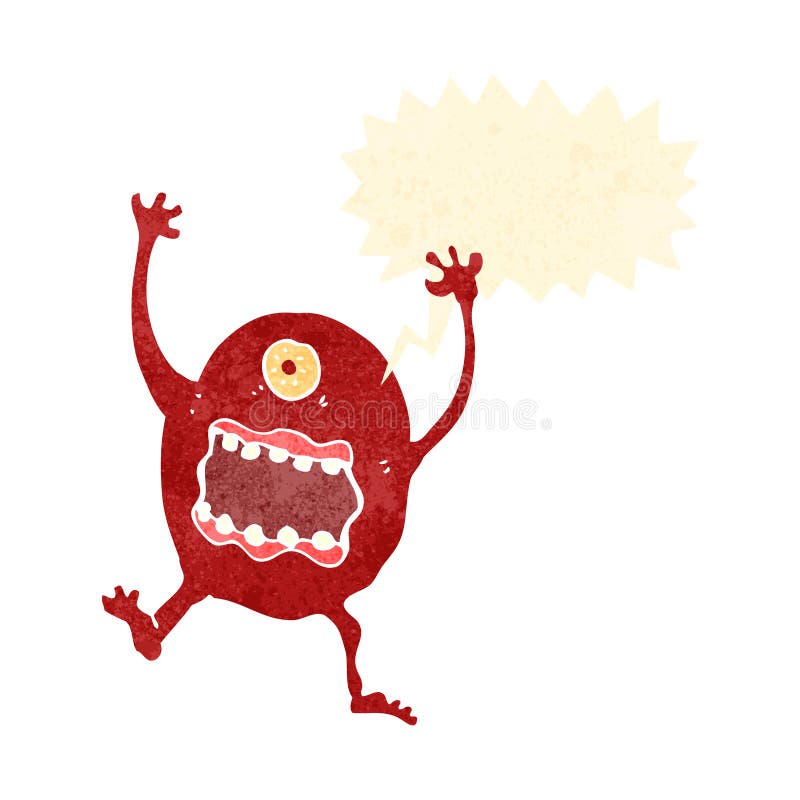 Retro Cartoon Screaming Monster Stock Vector - Illustration of ...