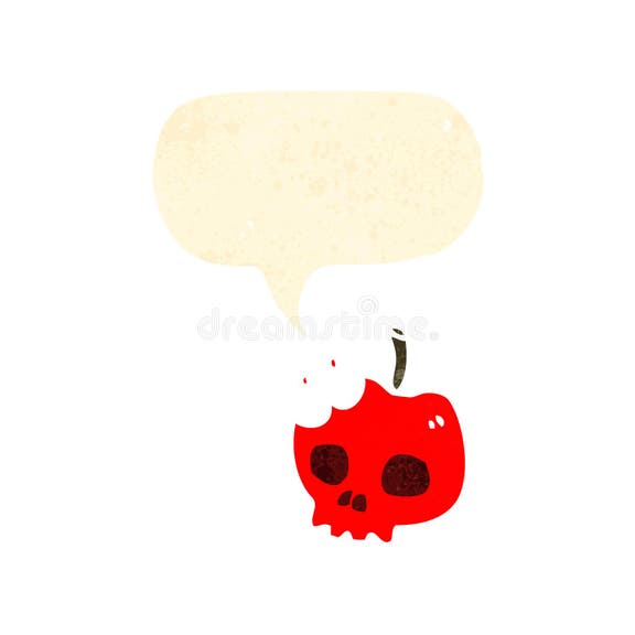 Retro cartoon skull apple stock vector. Illustration of drawing - 37572882