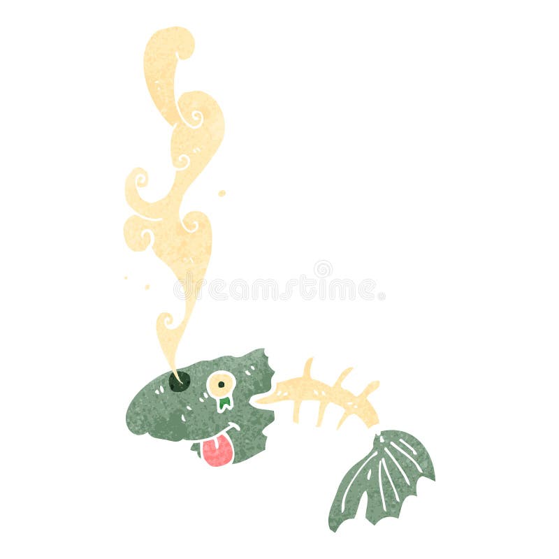 Retro Cartoon Smelly Old Fish Bones Stock Vector - Illustration of ...