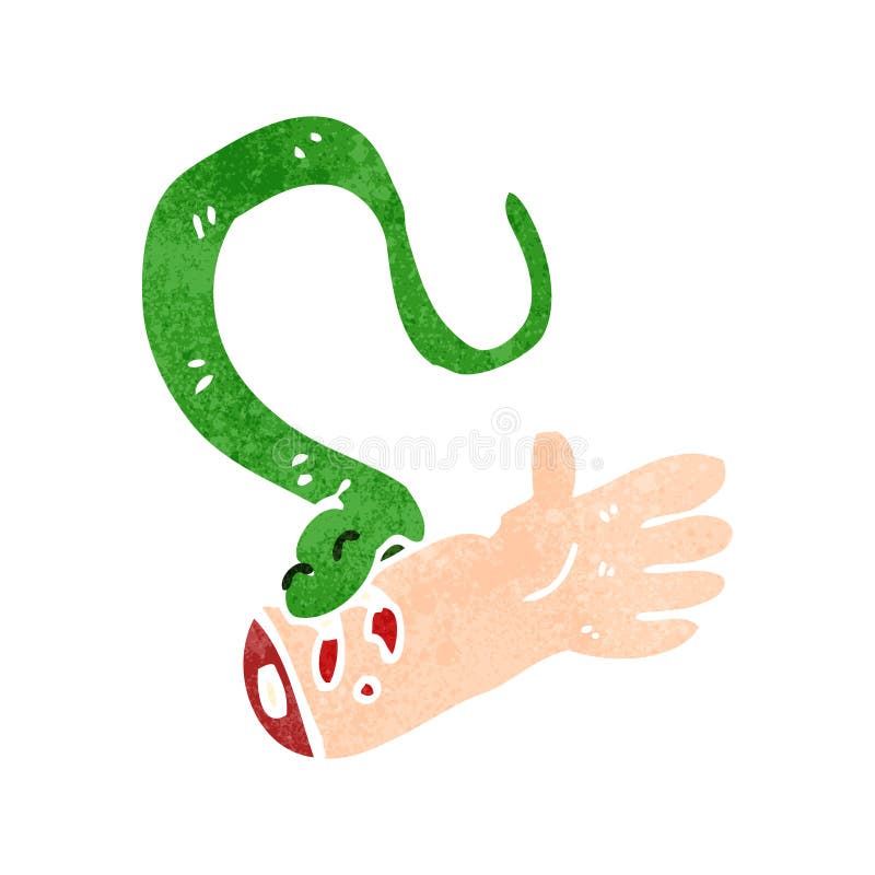 Retro Cartoon Snake Biting Arm Stock Vector - Illustration of retro ...