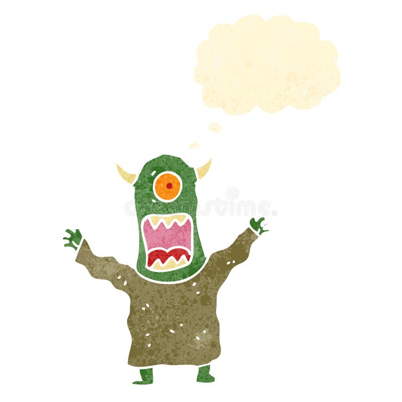 Retro Cartoon Space Monster Stock Vector - Illustration of drawn, hand ...