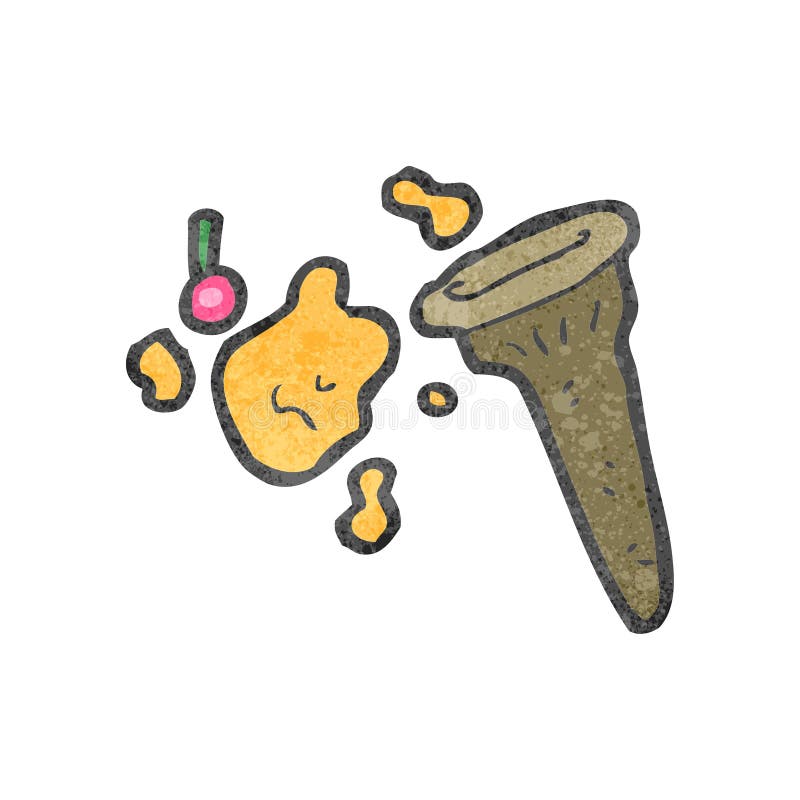 Retro Cartoon Spilled Ice Cream Stock Vector - Illustration of textured ...