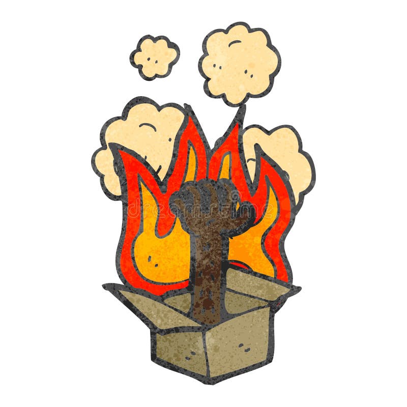 Retro Cartoon Spooky Arm Reaching from Box Stock Vector - Illustration ...