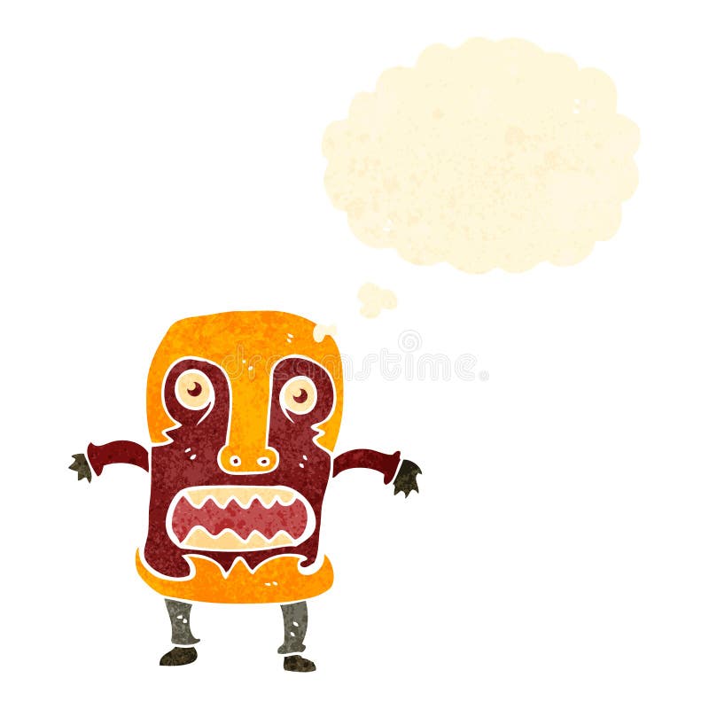 Retro Cartoon Spooky Mask Man Stock Illustration - Illustration of ...